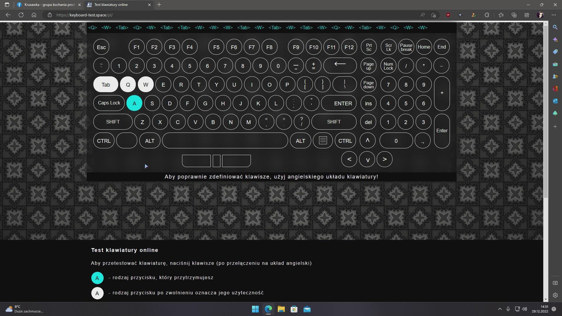 KRUX NEO PRO WIRELESS - Automatyczne klikanie "ESC", "TAB", "CAPSLOCK", "SHIFT".